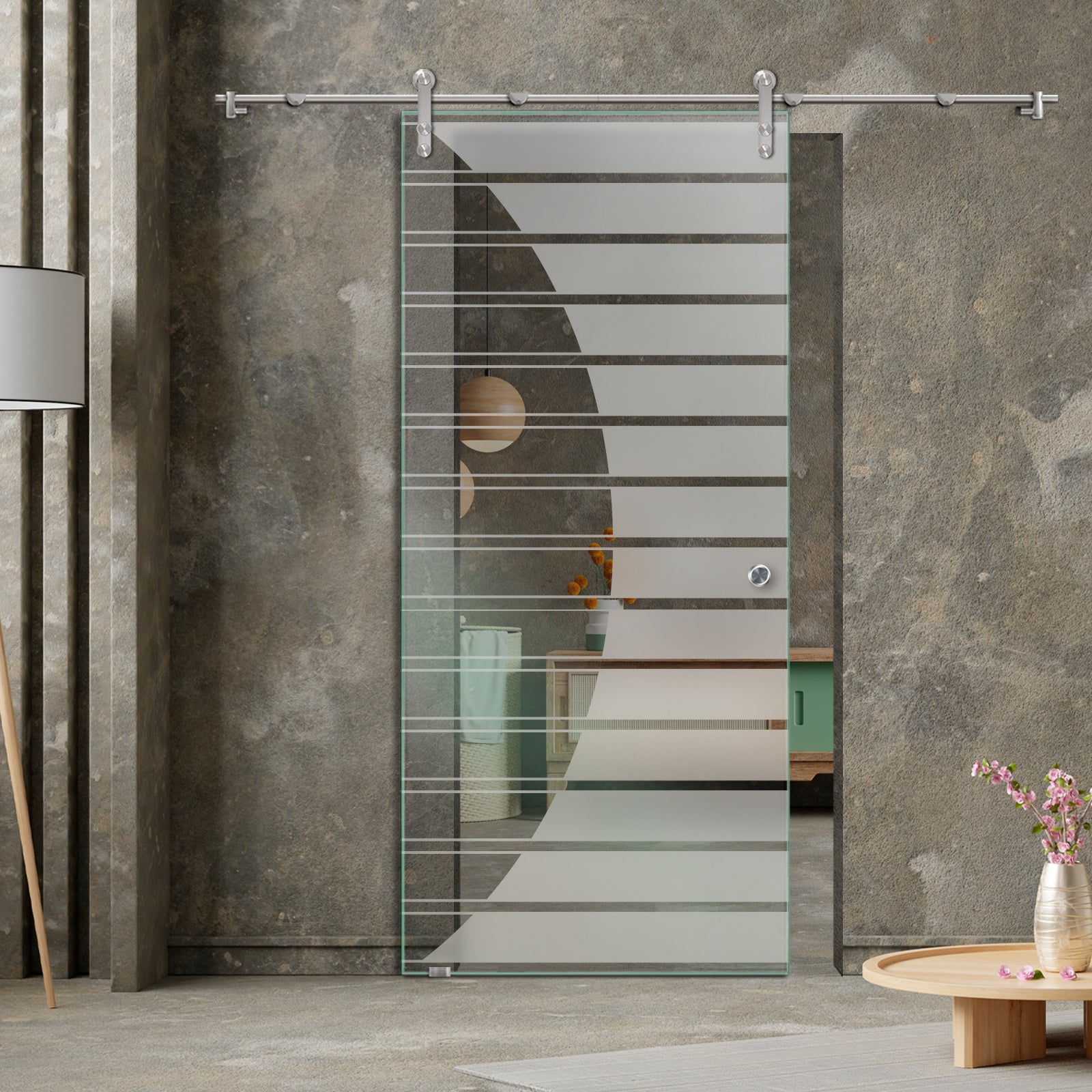 Modern Tempered Glass Sliding Door with Elegant Frosted Design V1000 ...