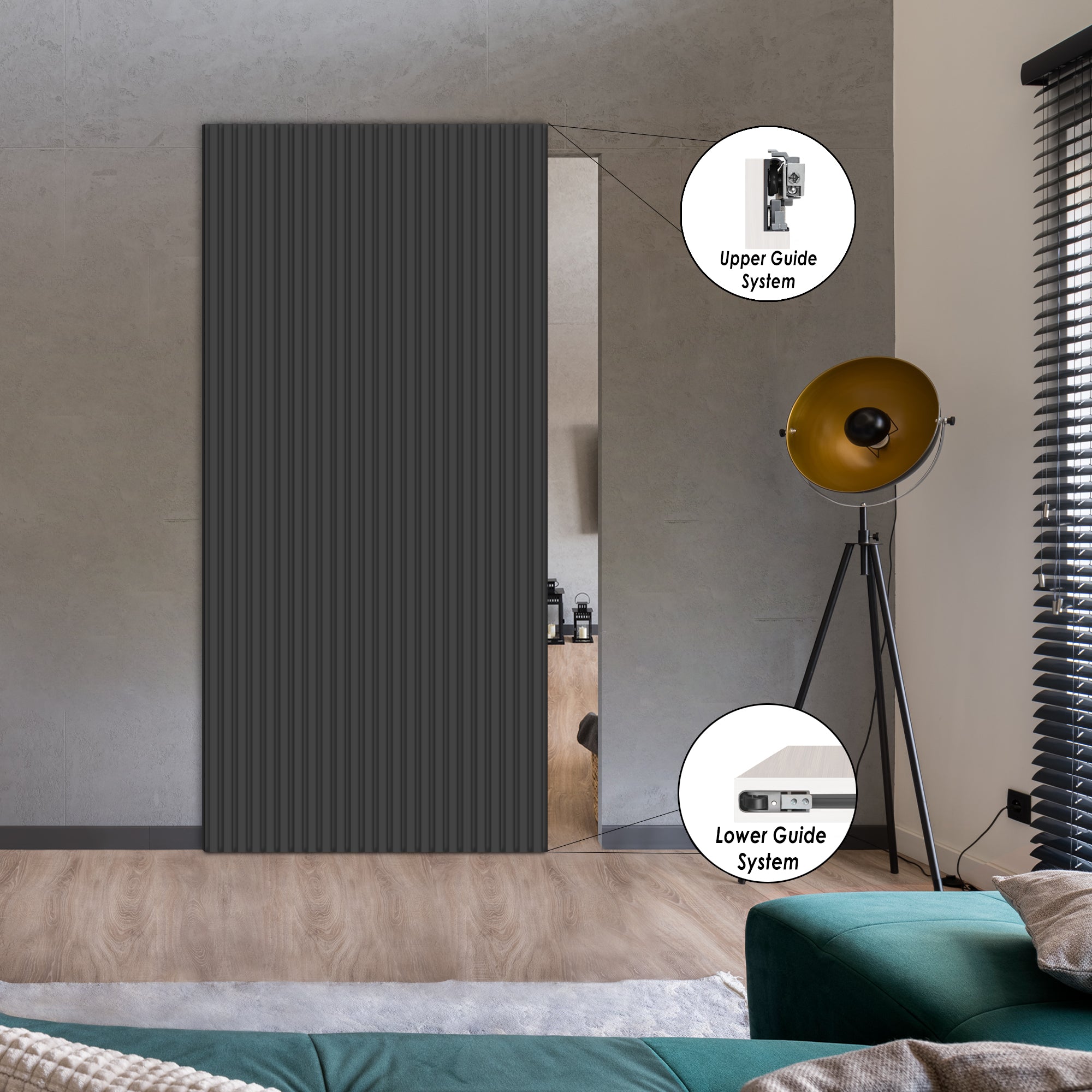 Elegant Fluted Wooden Door with Hidden Invisible Hardware & CNC Design ...