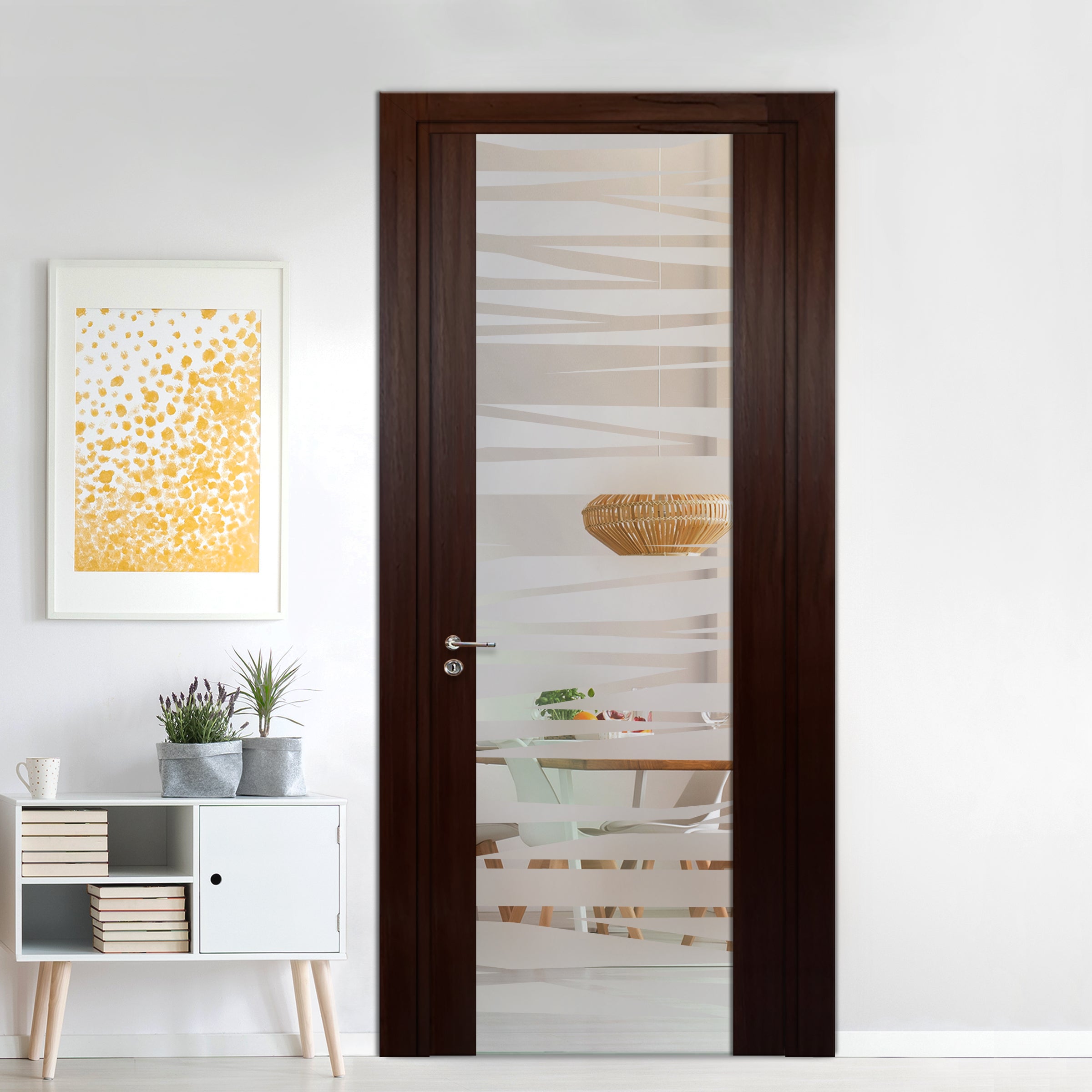 Modern Fineline Door Made of Sturdy Wood with Glass Insert and Design ...