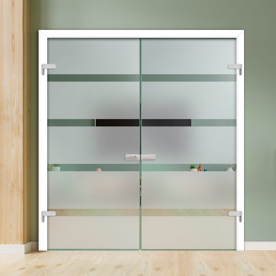 Double Hinged Glass Door with Frosted Design - Secure & Customizable ...